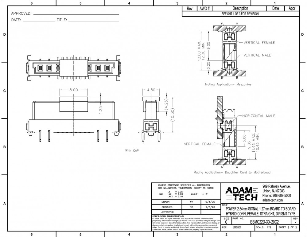 ESMC22D-XX-20C2 technical drawing, page 2