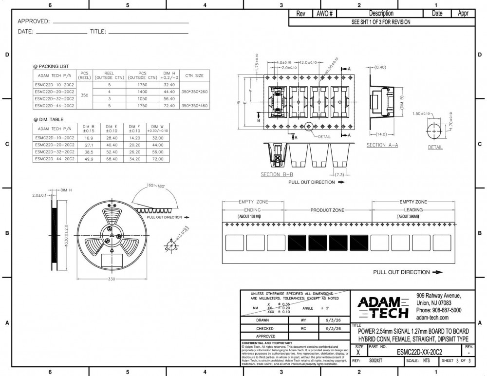ESMC22D-XX-20C2 technical drawing, page 3