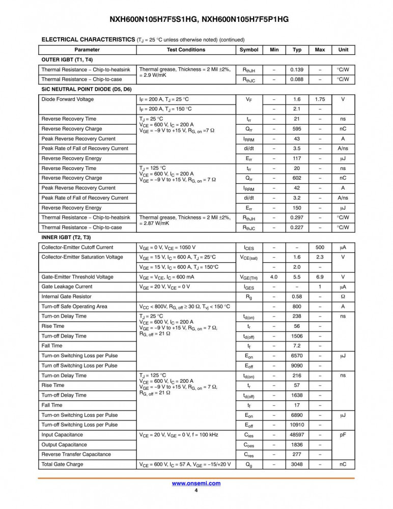 NXH600N105H7F5S1HG datasheet page 4