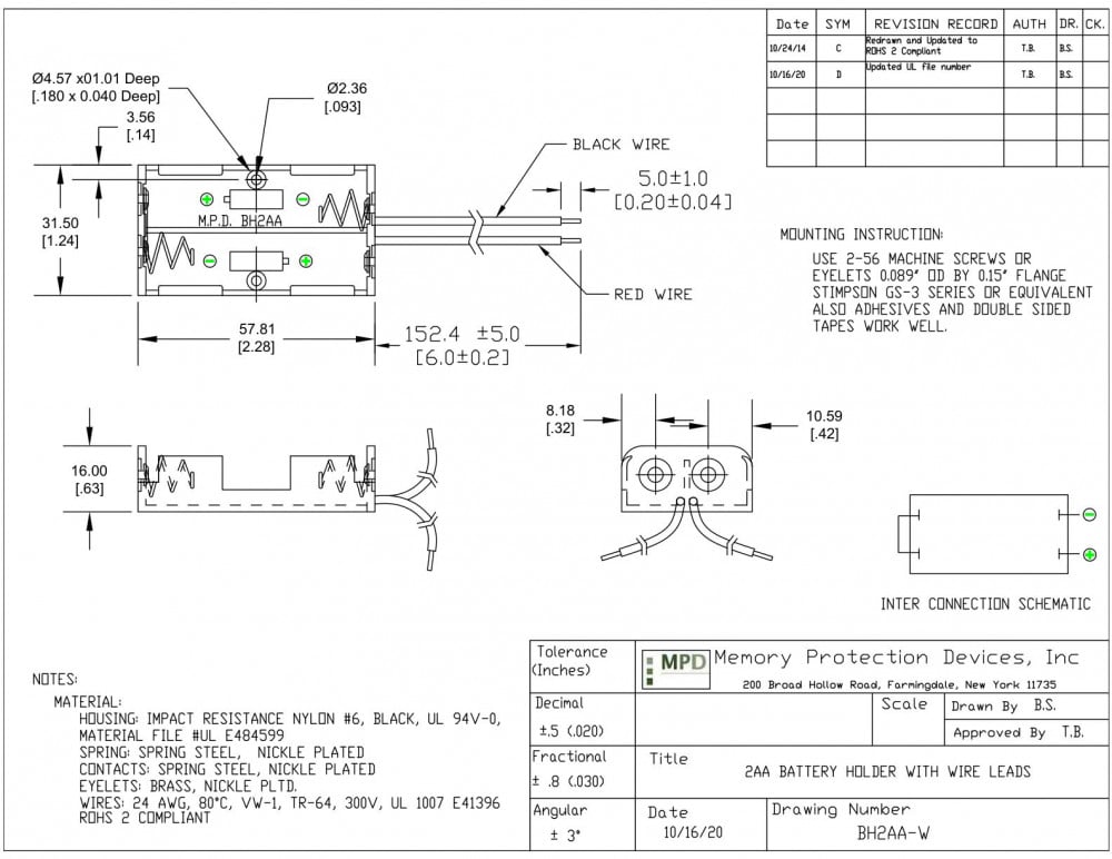 MPD BH2AAW technical drawing