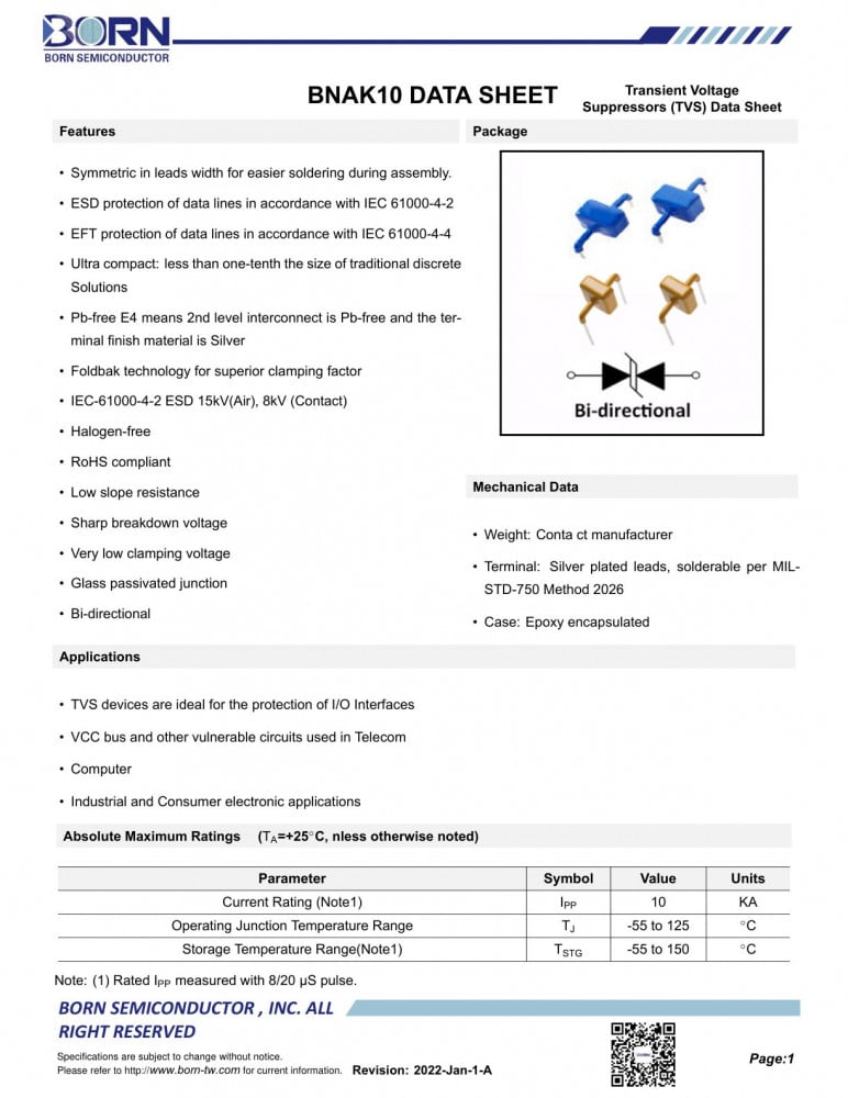 BNAK10 datasheet page 1