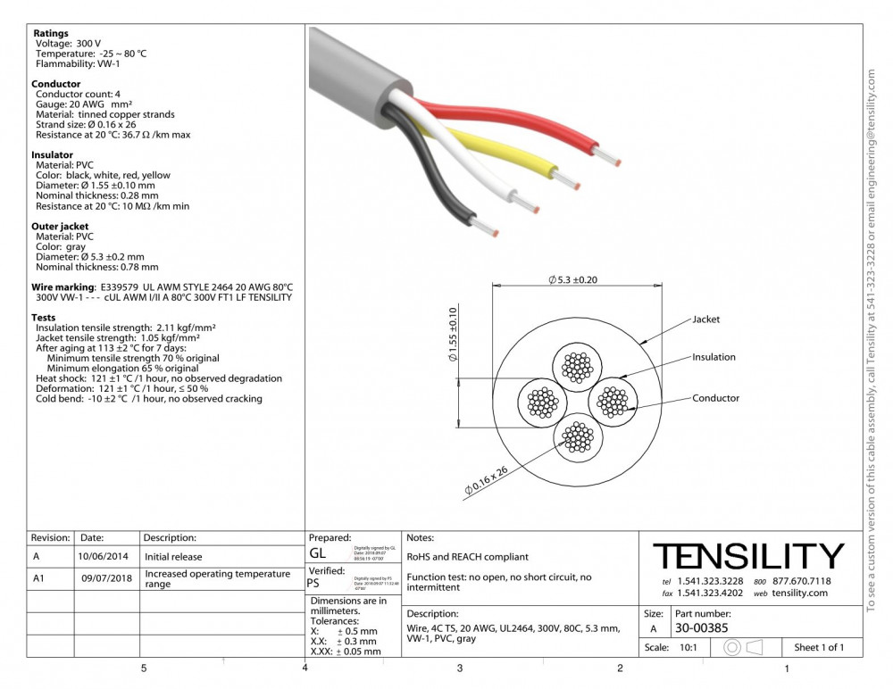 Technical specification sheet image for Tensility International model 30-00385