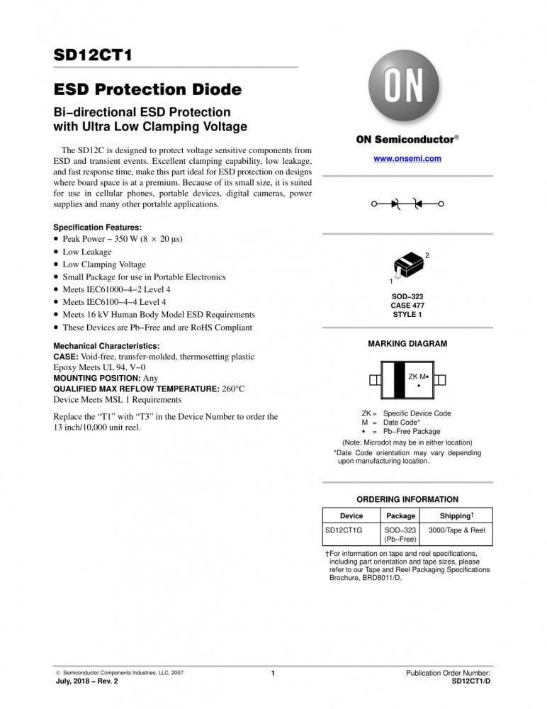 SD12CT1G datasheet page 1