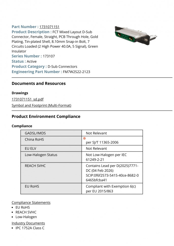 MOLEX 1731071151 technical drawing preview, page 1