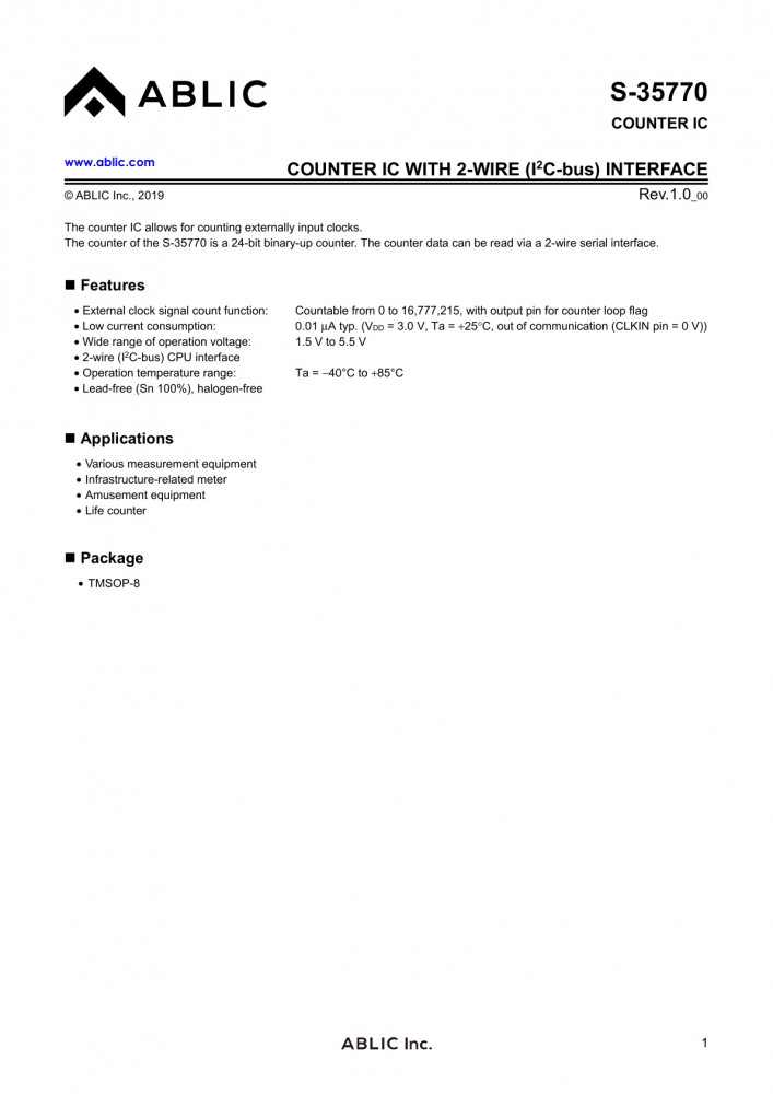 ABLIC S-35770E01I-K8T2U datasheet page 1