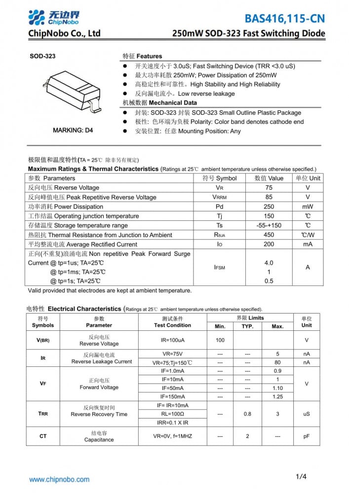 BAS416,115-CN datasheet page 1