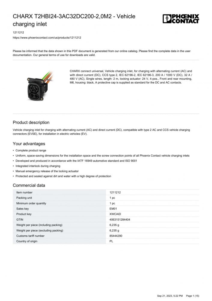 Phoenix Contact 1211212 document page 1