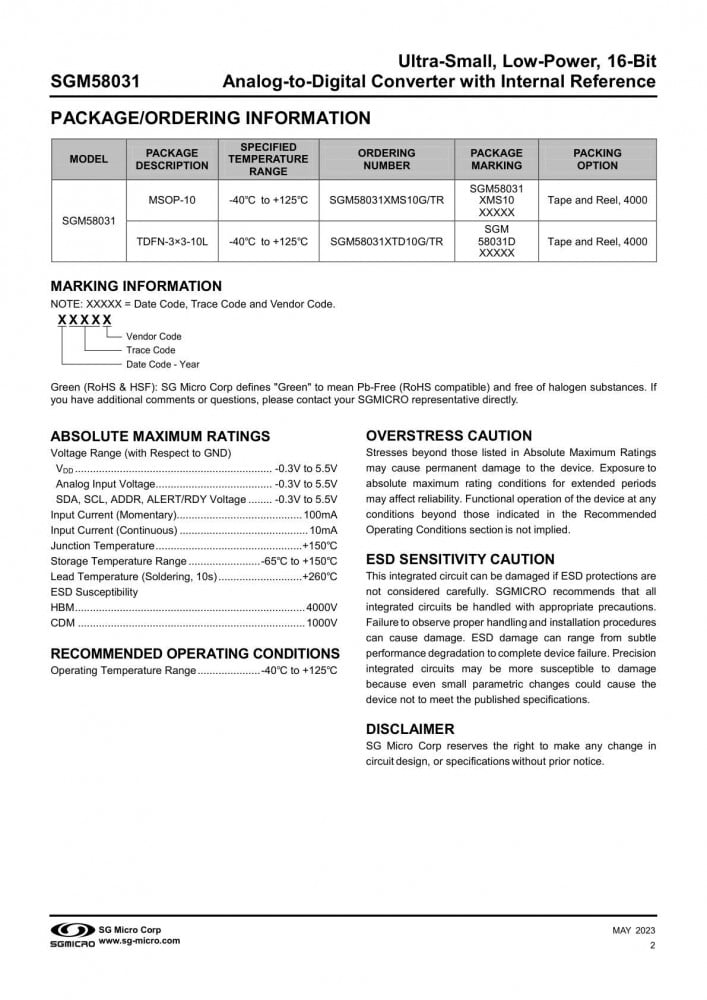 SGM58031 datasheet page 2