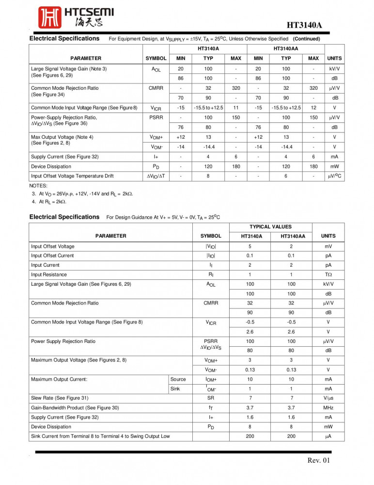 HT3140ARZ datasheet page 3