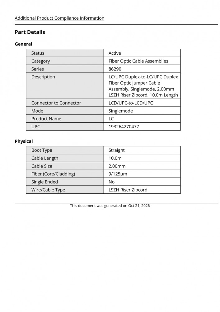 MOLEX 885376510 product drawing, page 2