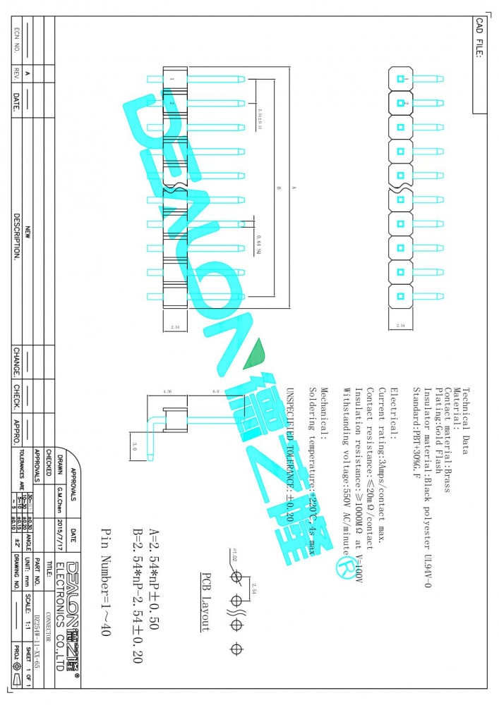DEALON DZ254W-11-40-65 technical drawing