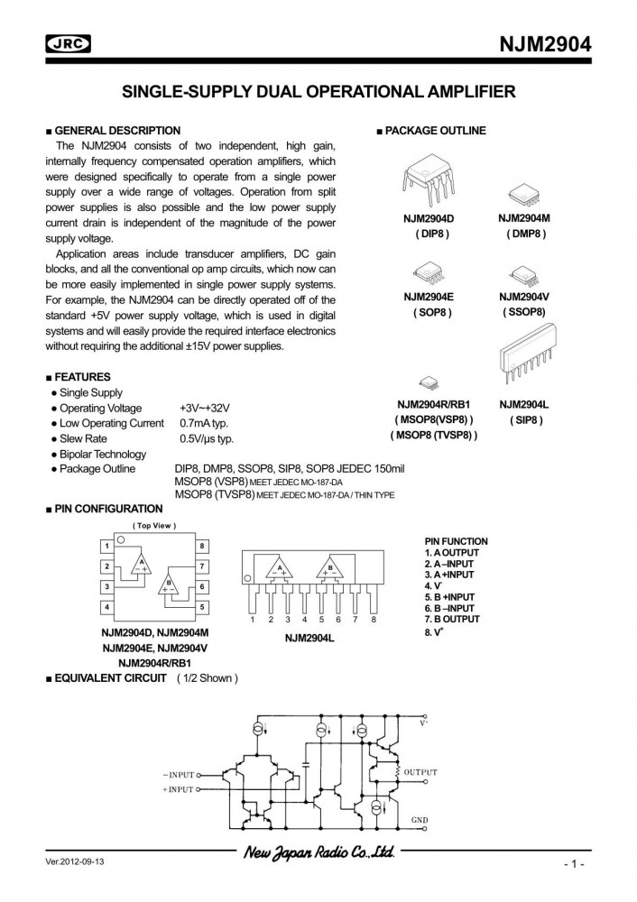 NJM2904 datasheet page 1