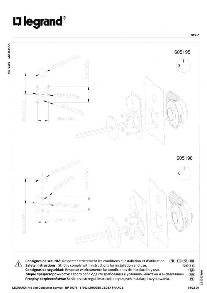Legrand installation document, page 1