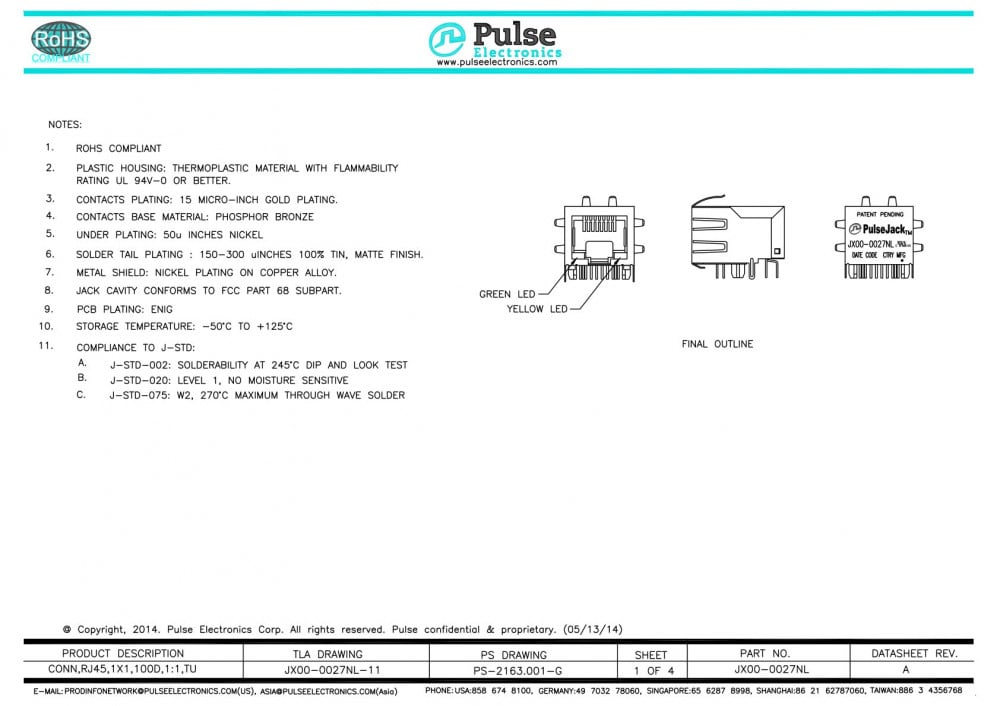 JX00-0027NL datasheet page 1