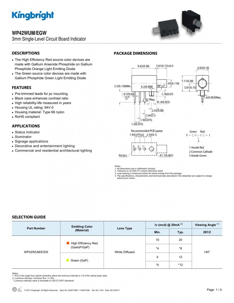 WP42WUM/EGW datasheet page 1