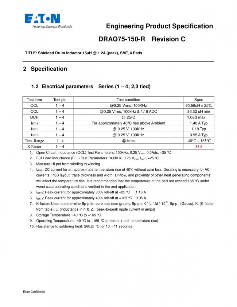 DRAQ75-150-R technical document page 2