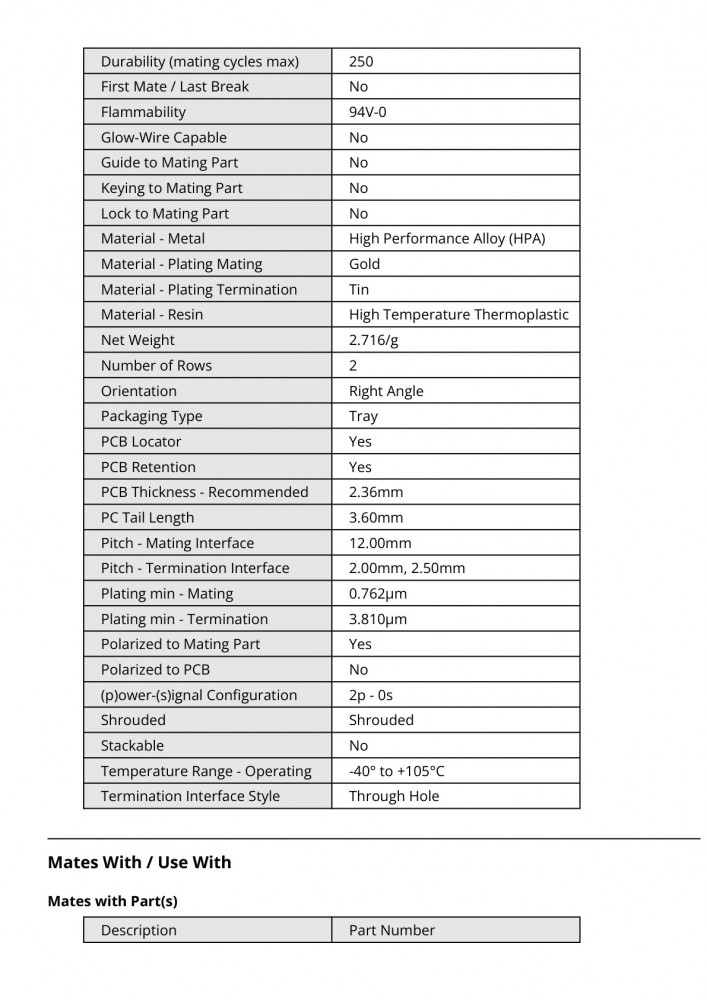Technical document image 3 for MOLEX 459852924