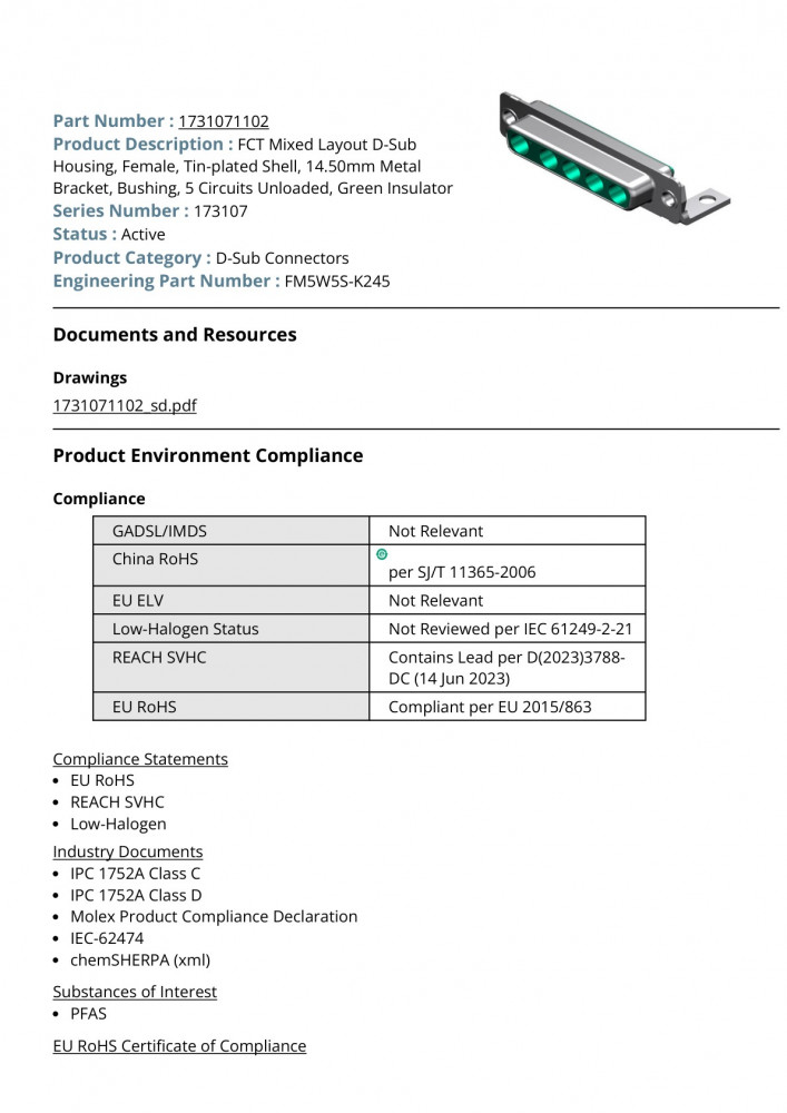 MOLEX 1731071102 drawing preview, page 1