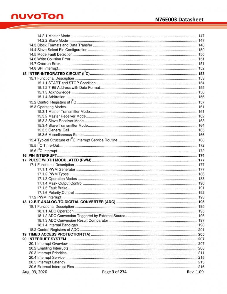 N76E003 datasheet page 3