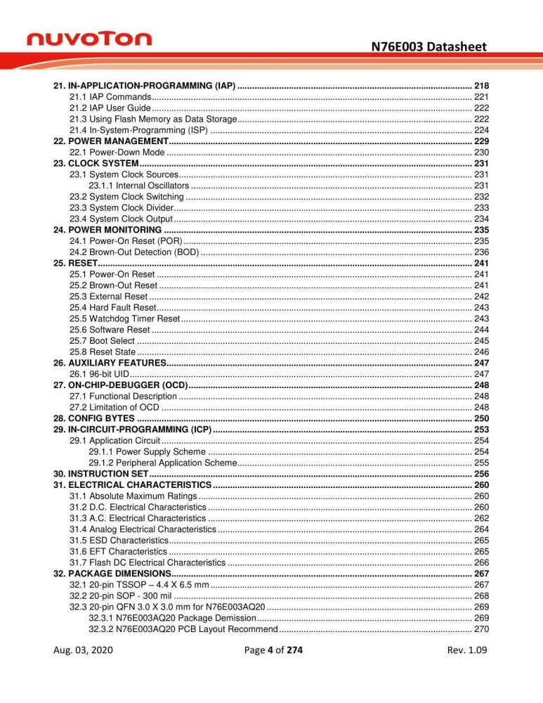 N76E003 datasheet page 4