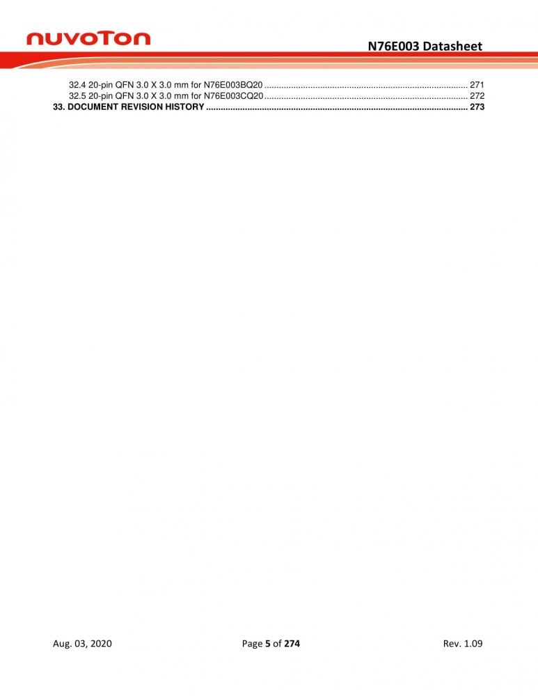 N76E003 datasheet page 5