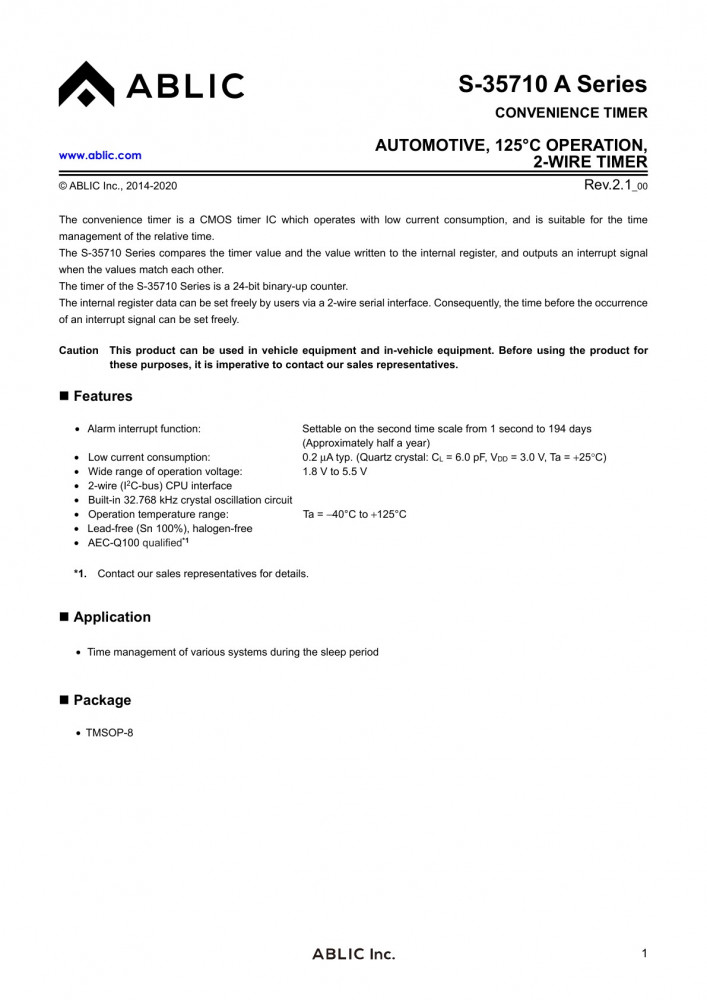 S-35710 series datasheet page 1