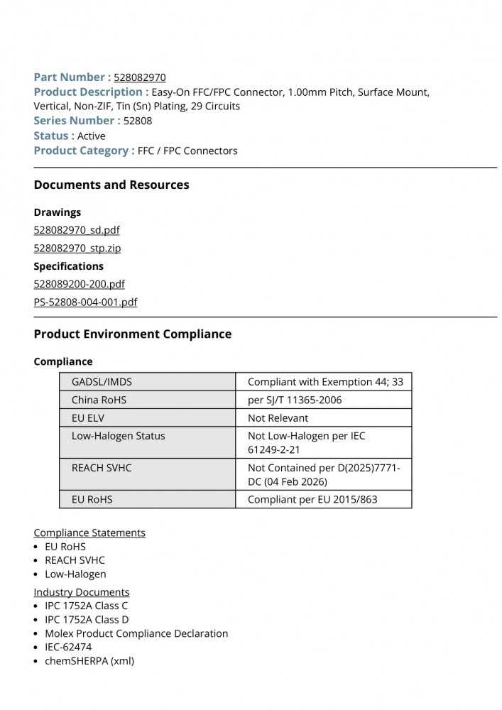 MOLEX 528082970 document image 1