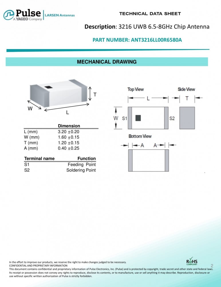 ANT3216LL00R6580A datasheet page 2