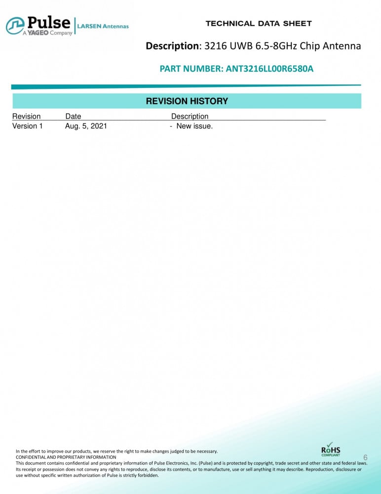 ANT3216LL00R6580A datasheet page 6