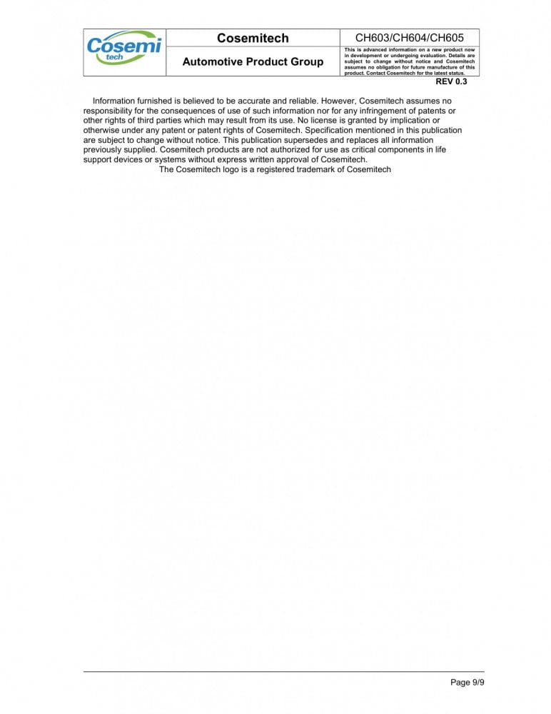 CH605ASR datasheet page 9