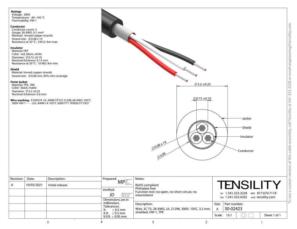 Product drawing for Tensility International model 30-02423