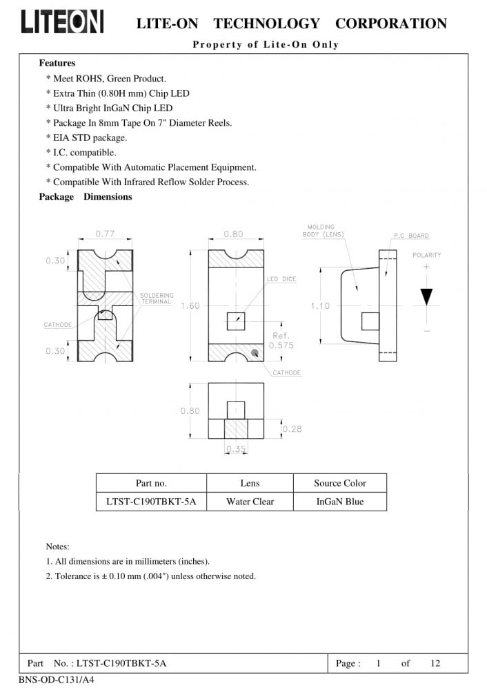 LTST-C190TBKT-5A datasheet page 2