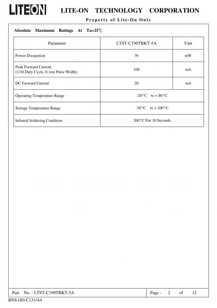 LTST-C190TBKT-5A datasheet page 3