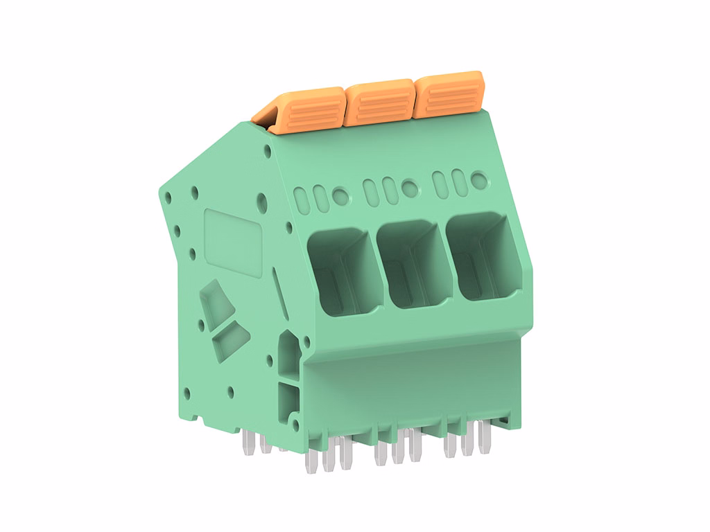 10.00mm Pitch Lever Activated Fixed Mount PCB Terminal Block, 35° Wire Entry, Bussed Terminals, 3 Circuits for sale