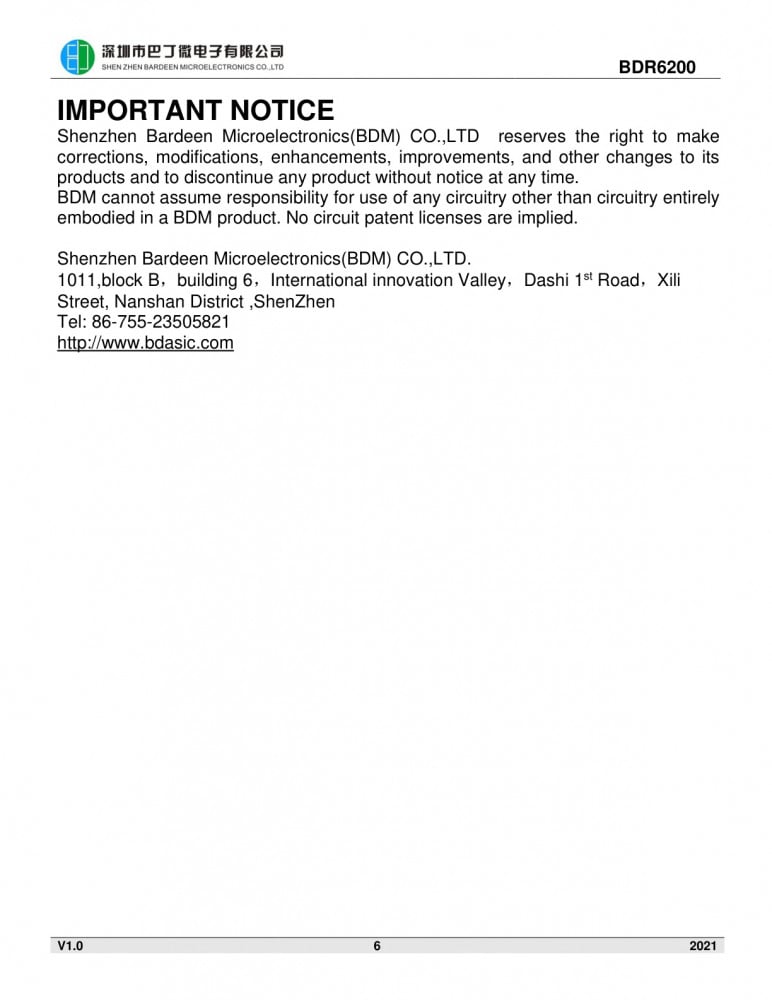 BDR6200 datasheet page 6