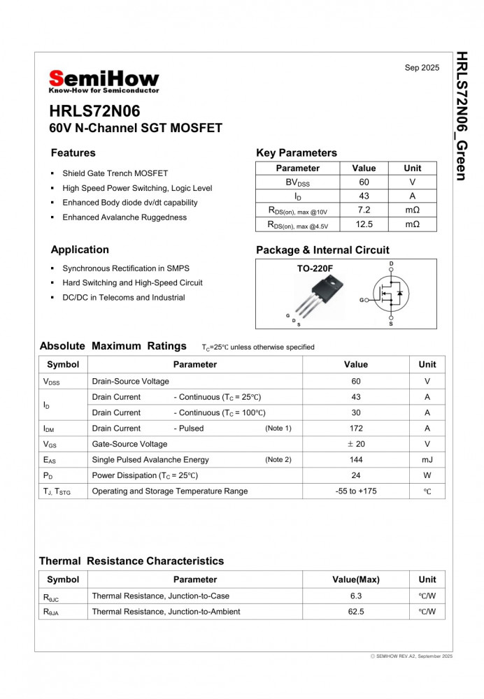 HRLS72N06 technical document page 1