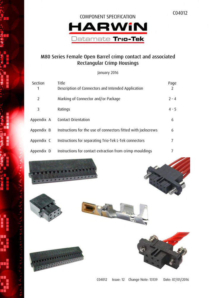 Harwin M80 Datamate Trio-Tek document page 1