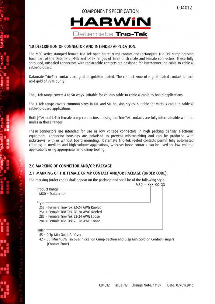 Harwin M80 Datamate Trio-Tek document page 2