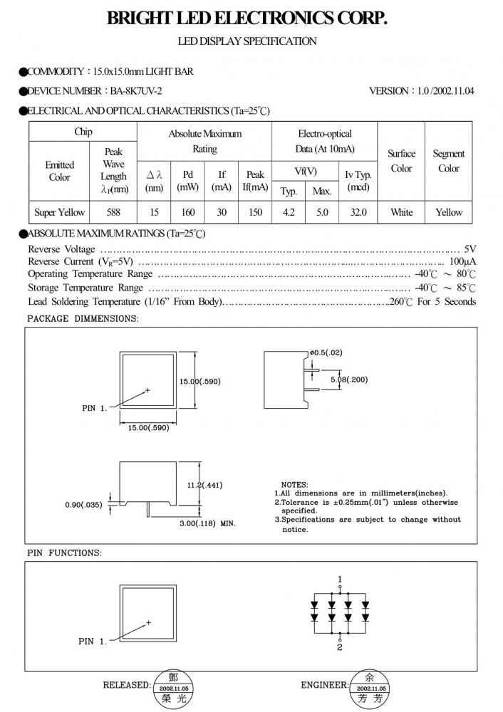 BA-8K7UV-2 technical document page 1
