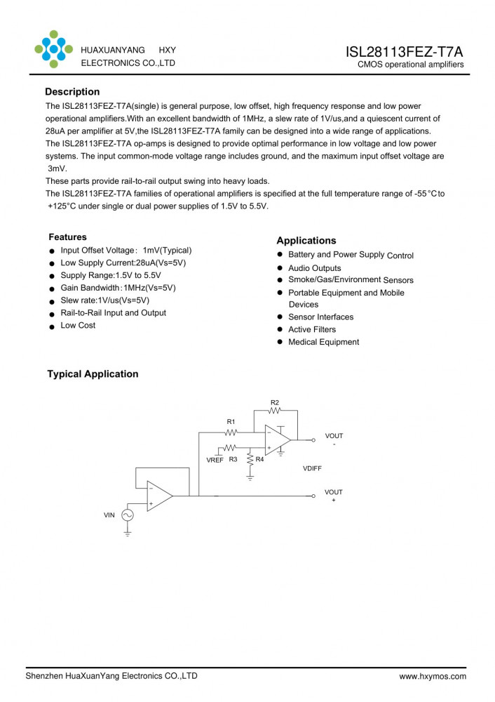 ISL28113FEZ-T7A-HXY datasheet page 1