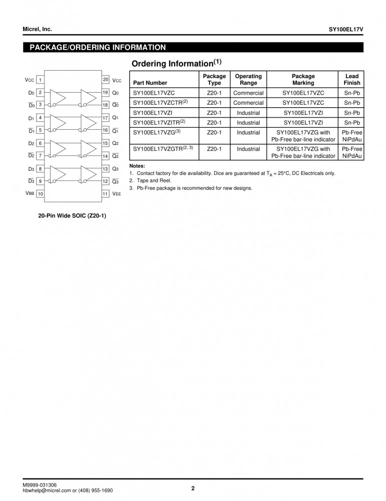 SY100EL17V datasheet page 2