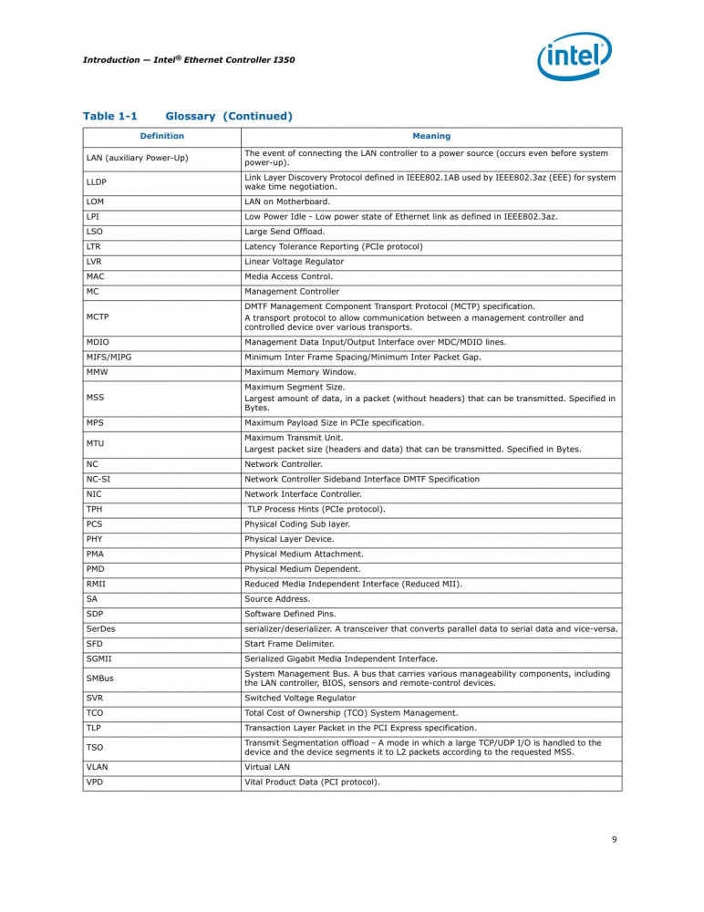Intel I350 datasheet page 9
