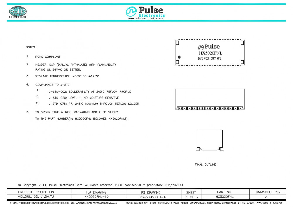 HX5020FNLT datasheet page 1