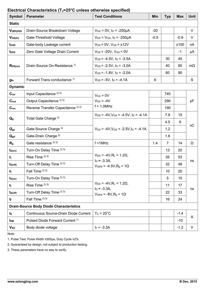 SI2305 datasheet page 2