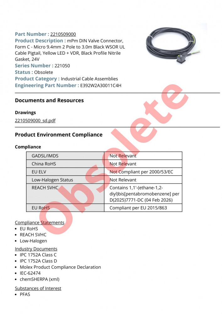 MOLEX 2210509000 drawing, page 1