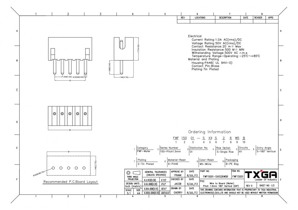 FWF15001-S05S26W5B technical document page 1