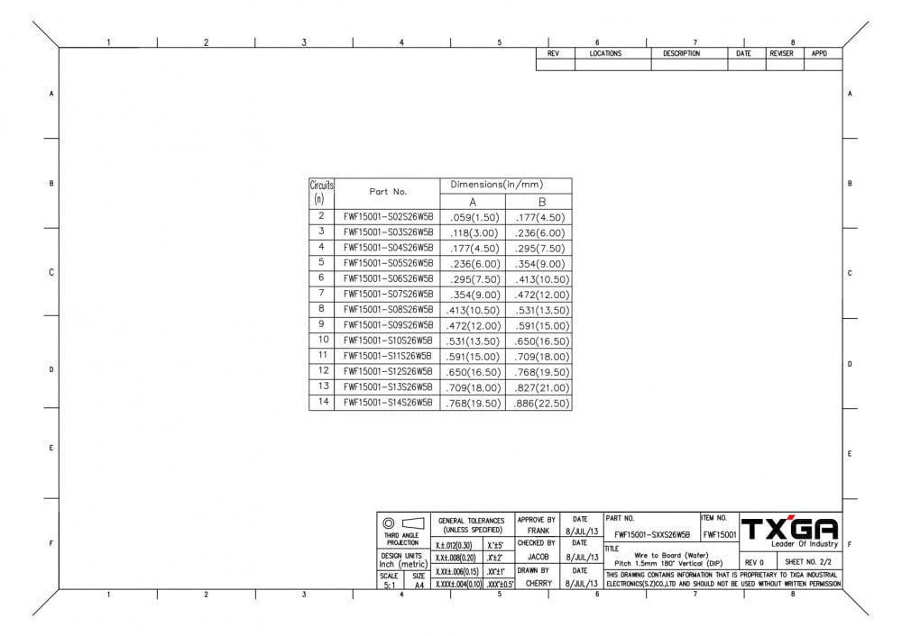 FWF15001-S05S26W5B technical document page 2