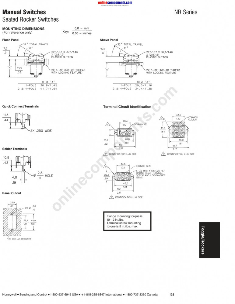 Honeywell NR rocker switch documentation page 3