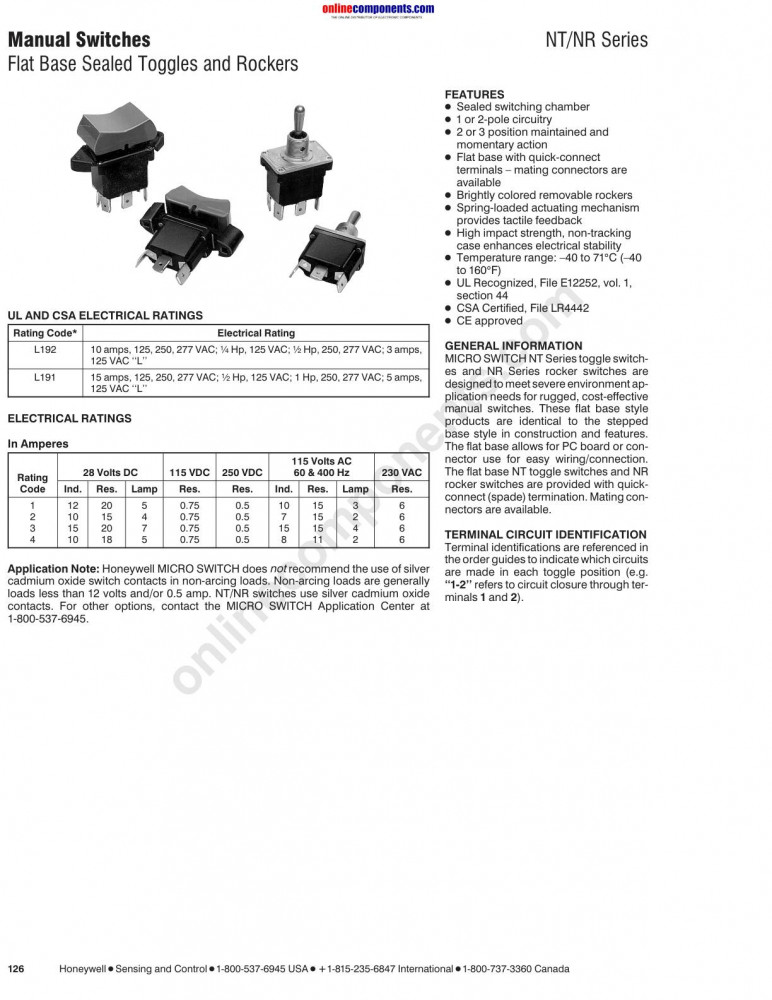 Honeywell NR rocker switch documentation page 4