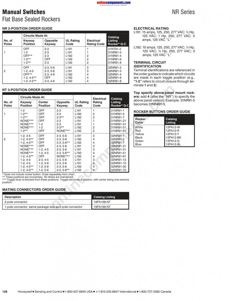 Honeywell NR rocker switch documentation page 6